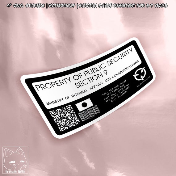 GITS Property of Sec 9 Vinyl Waterproof Anime Sticker Decal - Etsy