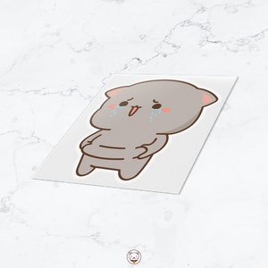 Crying Chubby Mochi Cat | Vinyl Waterproof Sticker Decal | for Gaming ...