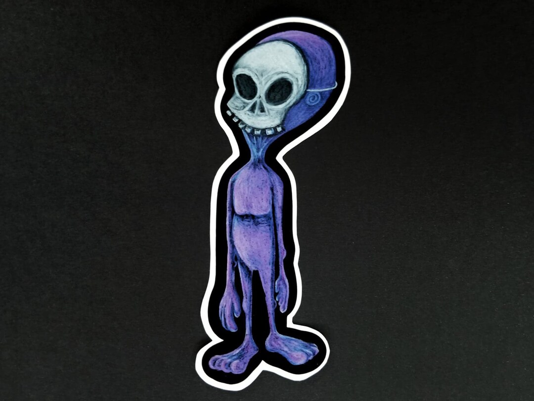 Alien Skull Face Sticker-large Stickers, Alien, Martian, Skeleton ...