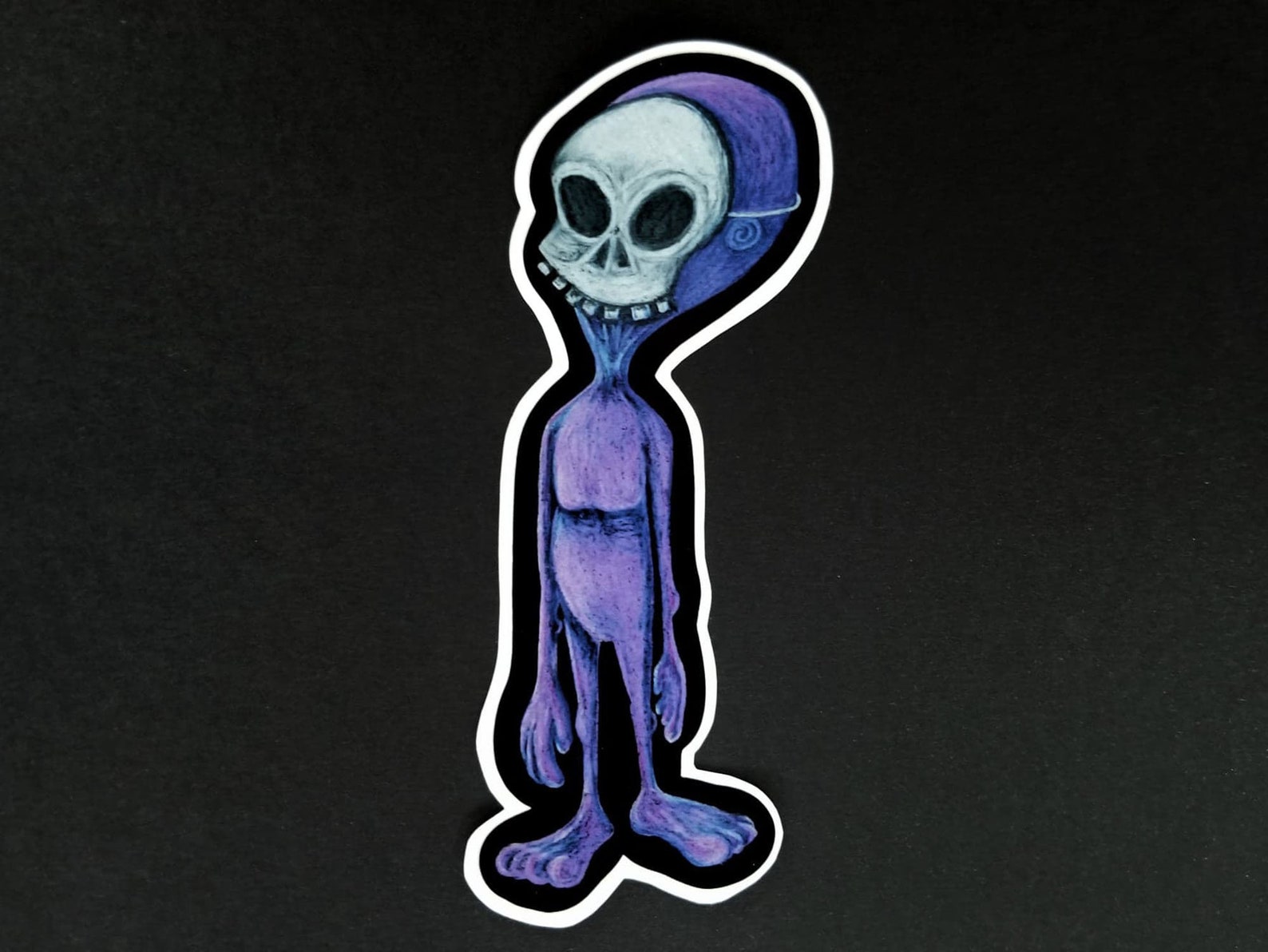 Alien Skull Face Sticker-large Stickers, Alien, Martian, Skeleton ...