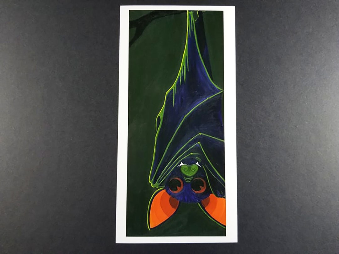 Vintage Style Halloween Bat Art Print: Retro Pop Art Small Wall Decor ...