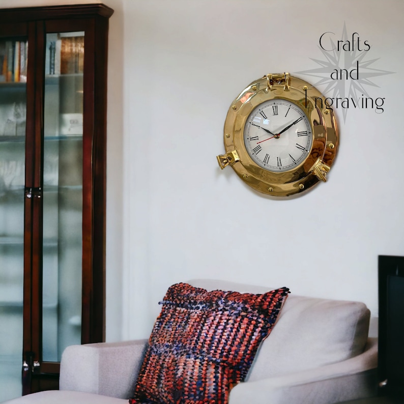 Brass Ship Porthole Clock: Nautical Wall Decor - Etsy