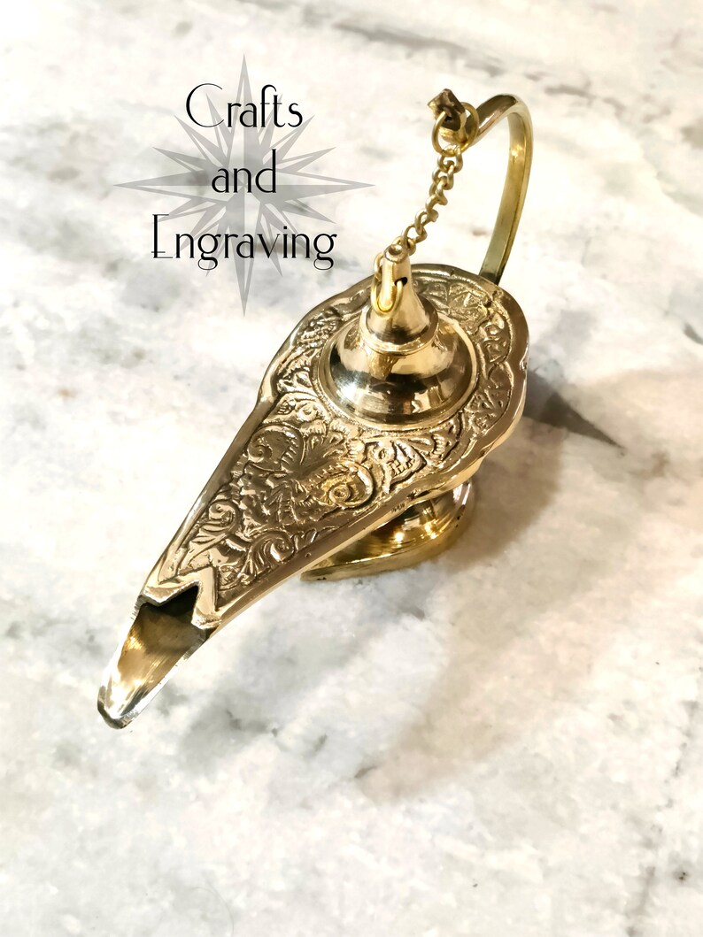 Brass Handmade Engraved ALADDIN LAMP Replica, Magic Lamp, Genie Magic ...