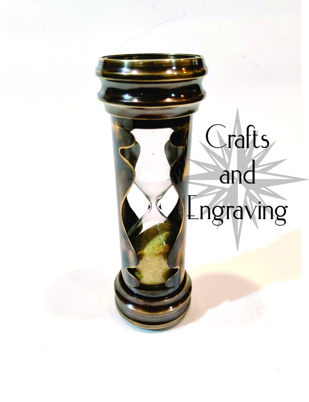 4.5" Nautical Brass Sand Timer Aka Hourglass With 2 Compasses ...
