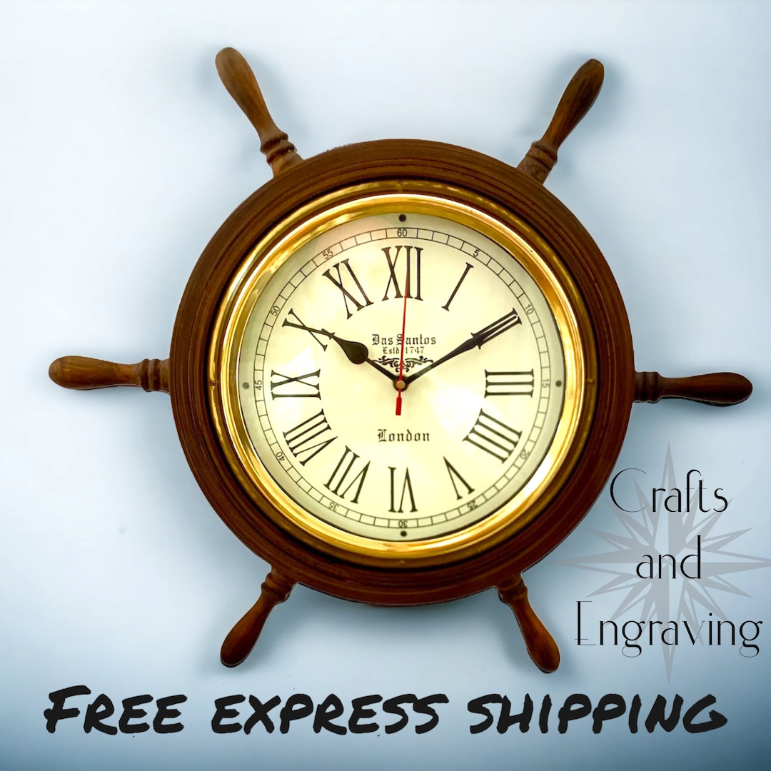 Personalized Wooden Ship Wheel Wall Clock/nautical Wall Clock/home ...