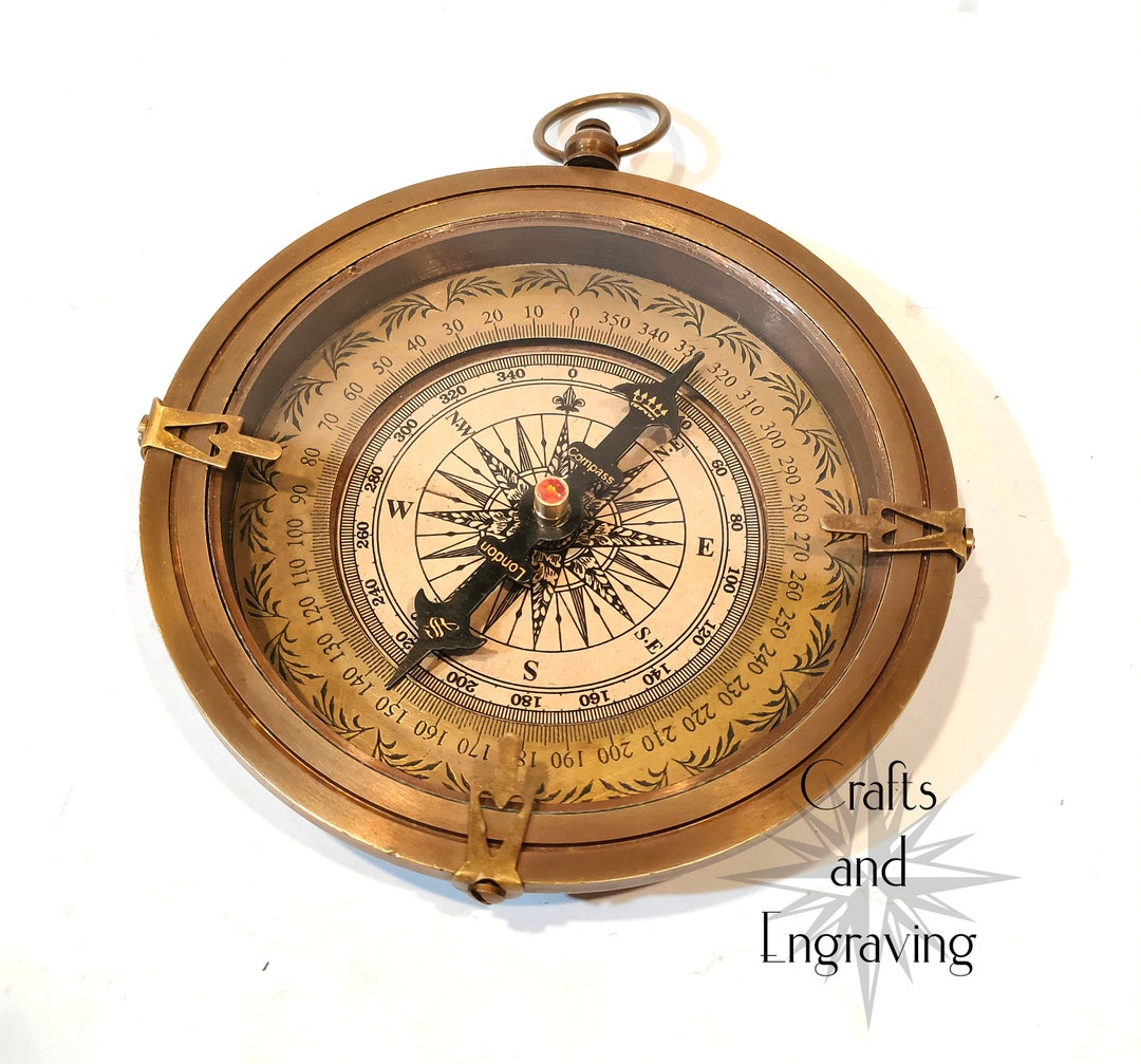 Personalized Antique Brass Compass: Vintage Nautical Decor - Etsy