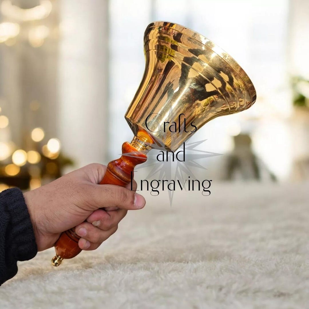 Personalized Brass and Wood Hand Bell: 12" Vintage School Bell - Etsy