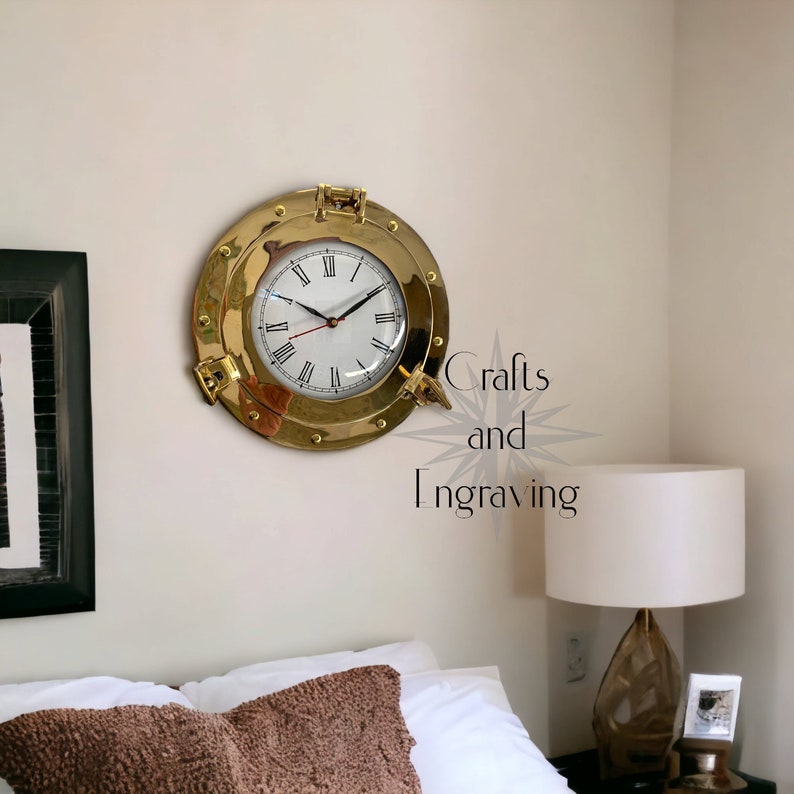 Brass Ship Porthole Clock: Nautical Wall Decor - Etsy