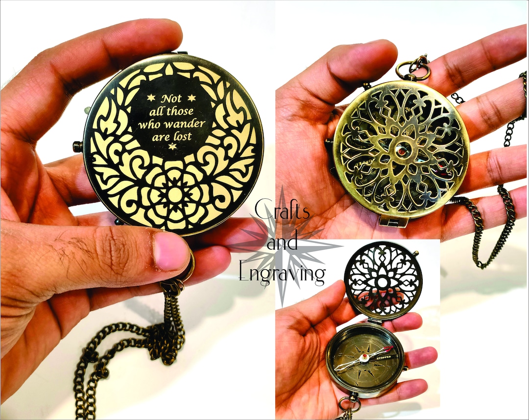 Personalized Compass, Engraved Wooden Box, Anniversary Gift, Birthday ...