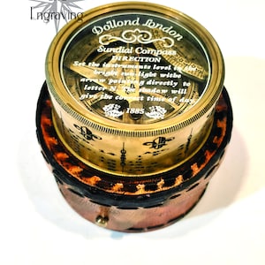7 Cm Nautical Engraved Brass Box Sundial With Compass Calendar With ...