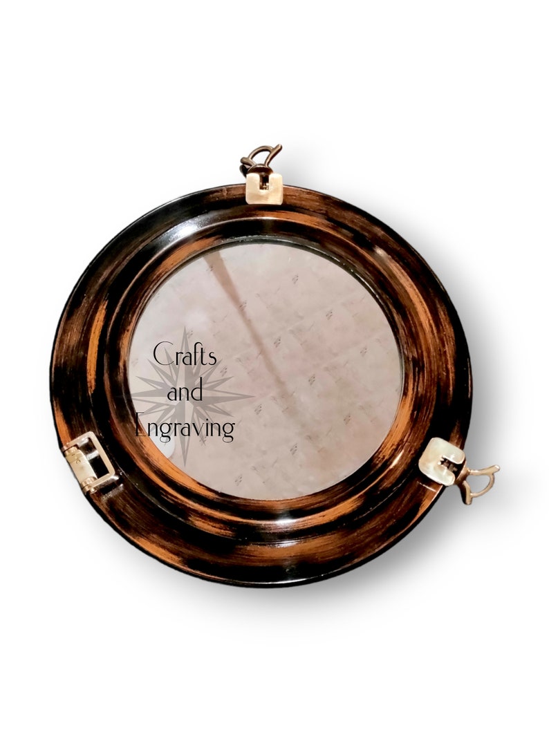 16" Handmade Wooden Porthole-window Round Mirror Nautical Wall Decor ...