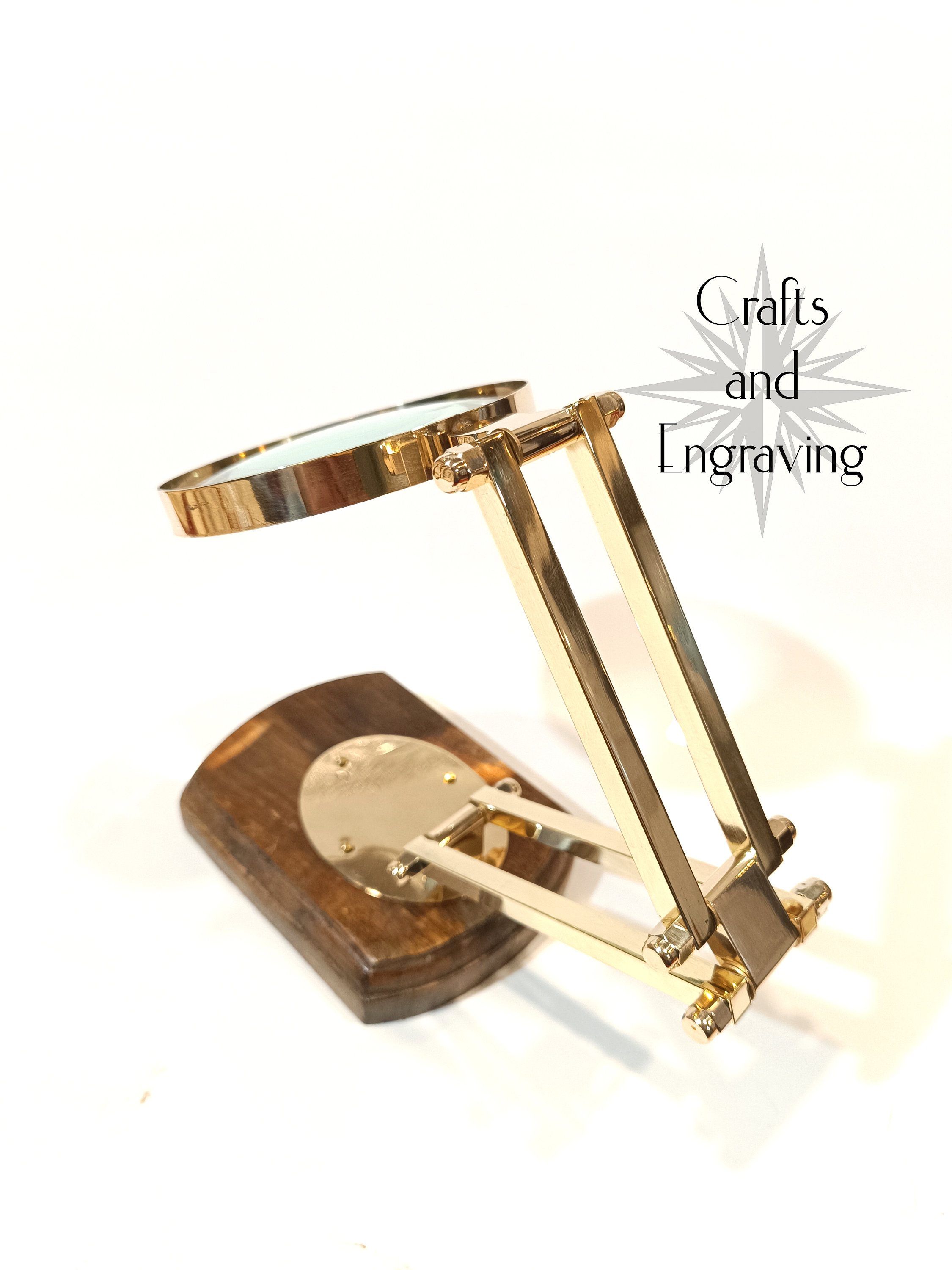 Personalized Brass Adjustable Magnifying Glass With Wooden Base ...