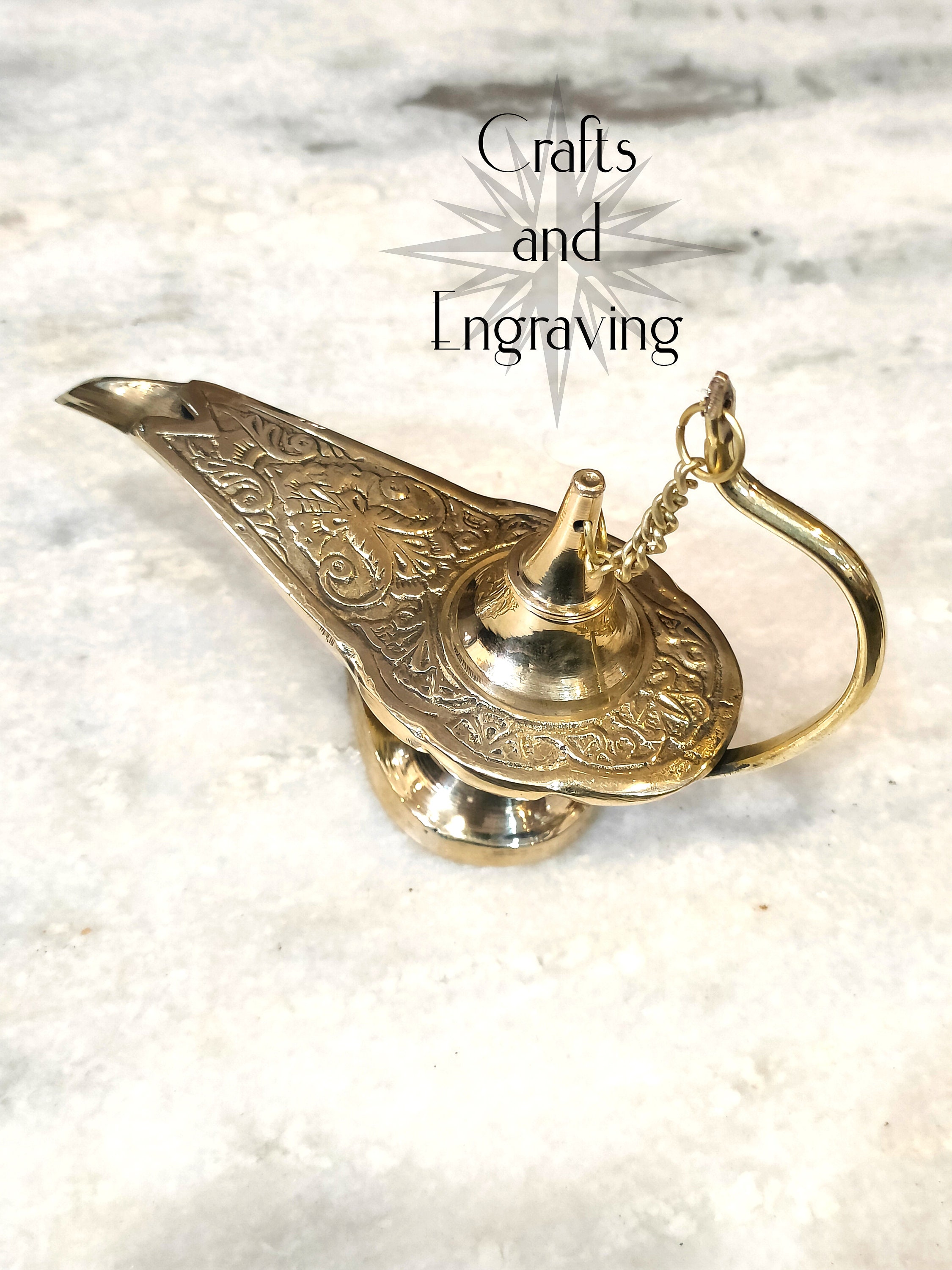 Brass Handmade Engraved ALADDIN LAMP Replica, Magic Lamp, Genie Magic ...