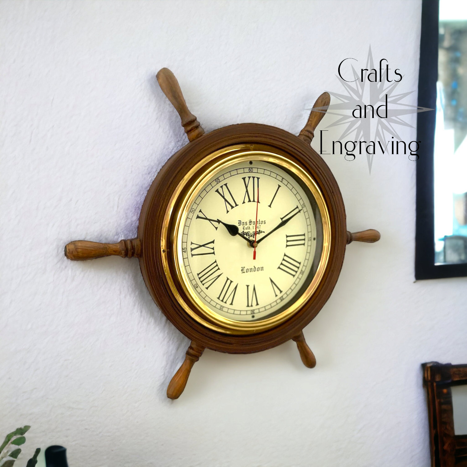 Personalized Wooden Ship Wheel Wall Clock/nautical Wall Clock/home ...