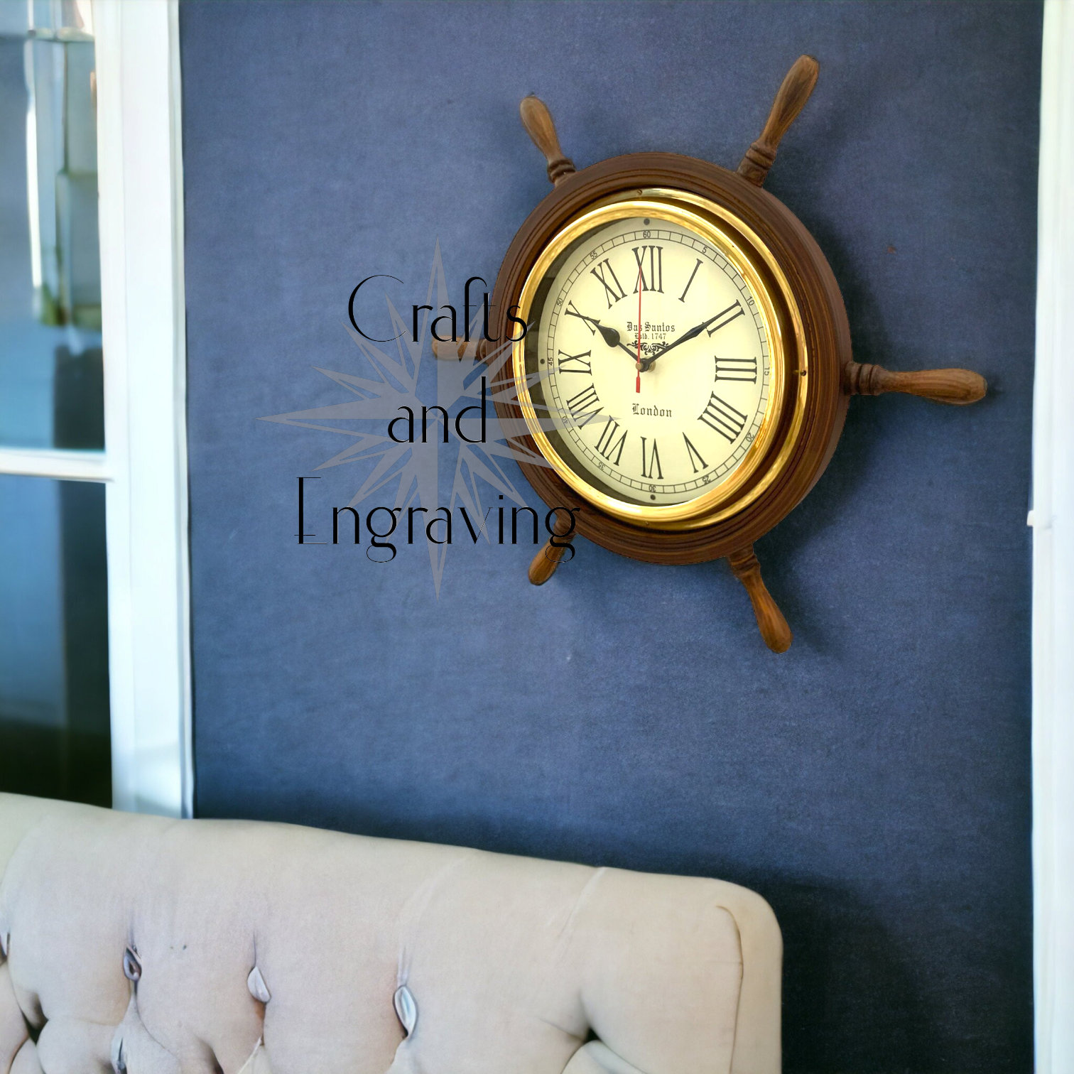 Personalized Wooden Ship Wheel Wall Clock/nautical Wall Clock/home ...