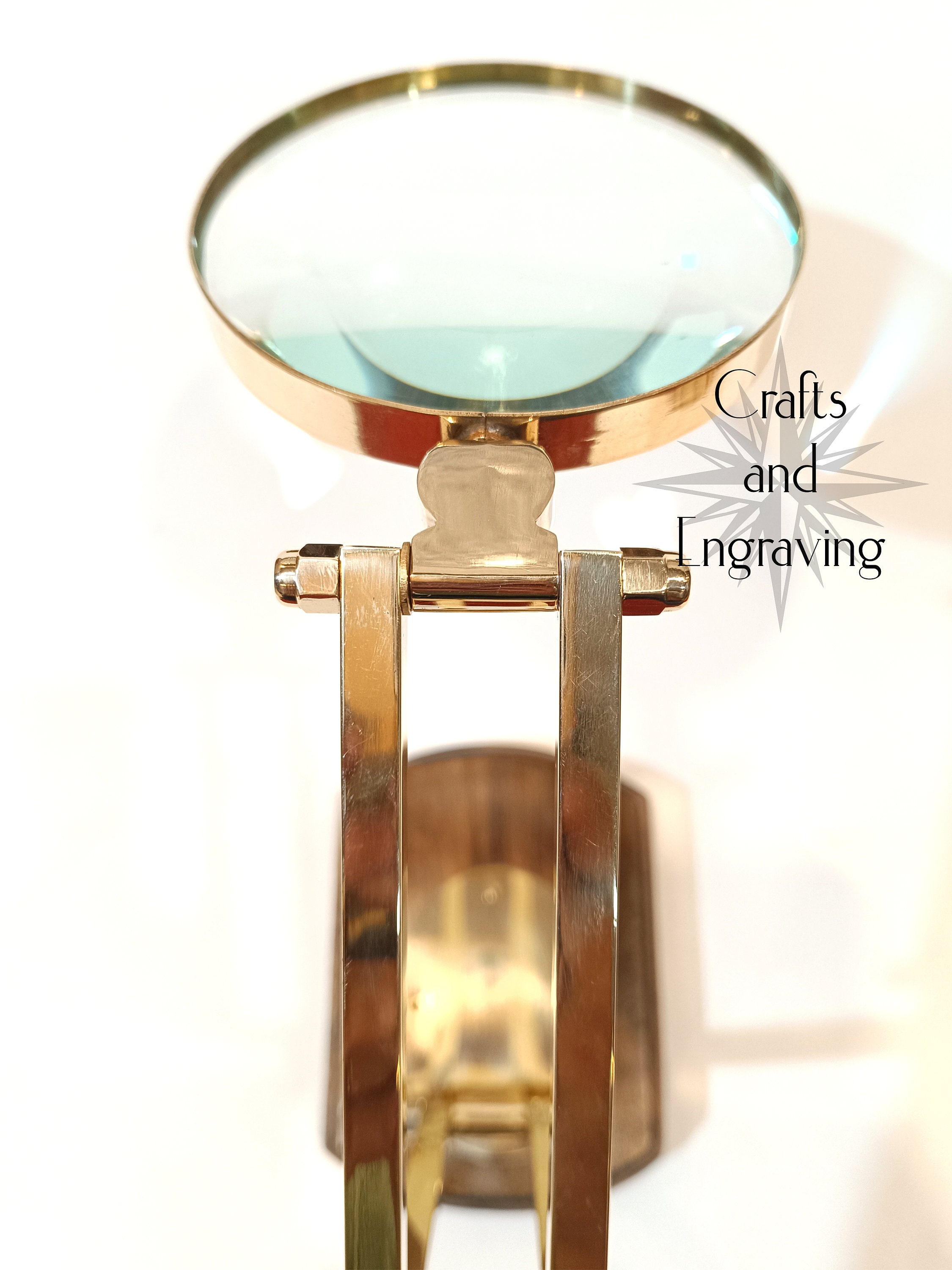 Personalized Brass Adjustable Magnifying Glass With Wooden Base ...