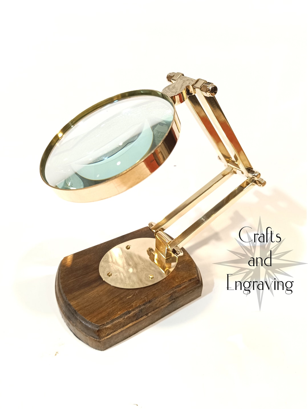 Personalized Brass Adjustable Magnifying Glass With Wooden Base ...