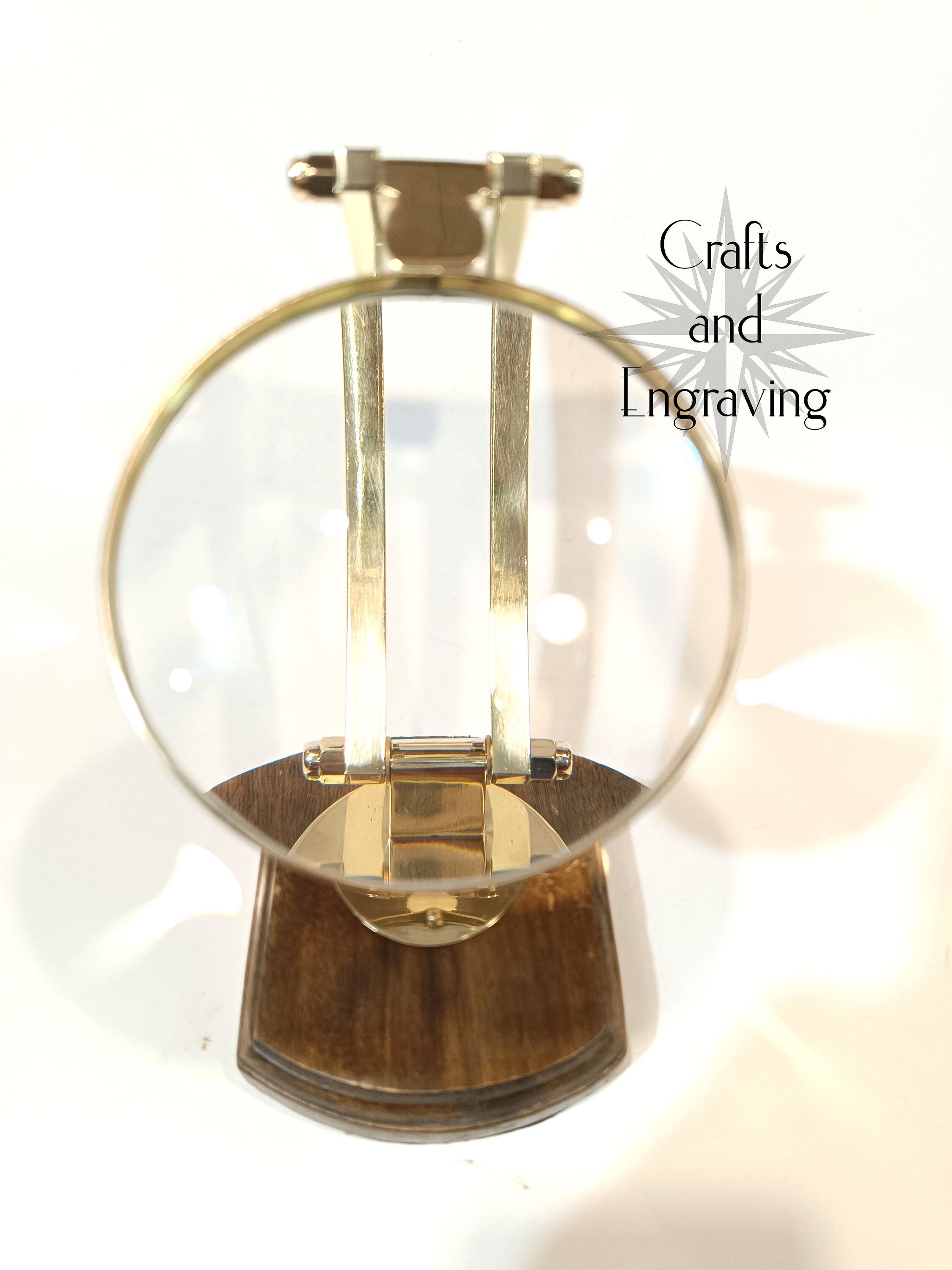 Personalized Brass Adjustable Magnifying Glass With Wooden Base ...