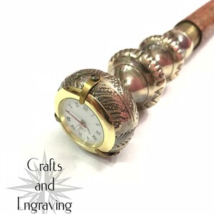 Antique Brass Anchor Walking Cane: Leather Shaft, Clock Handle - Etsy