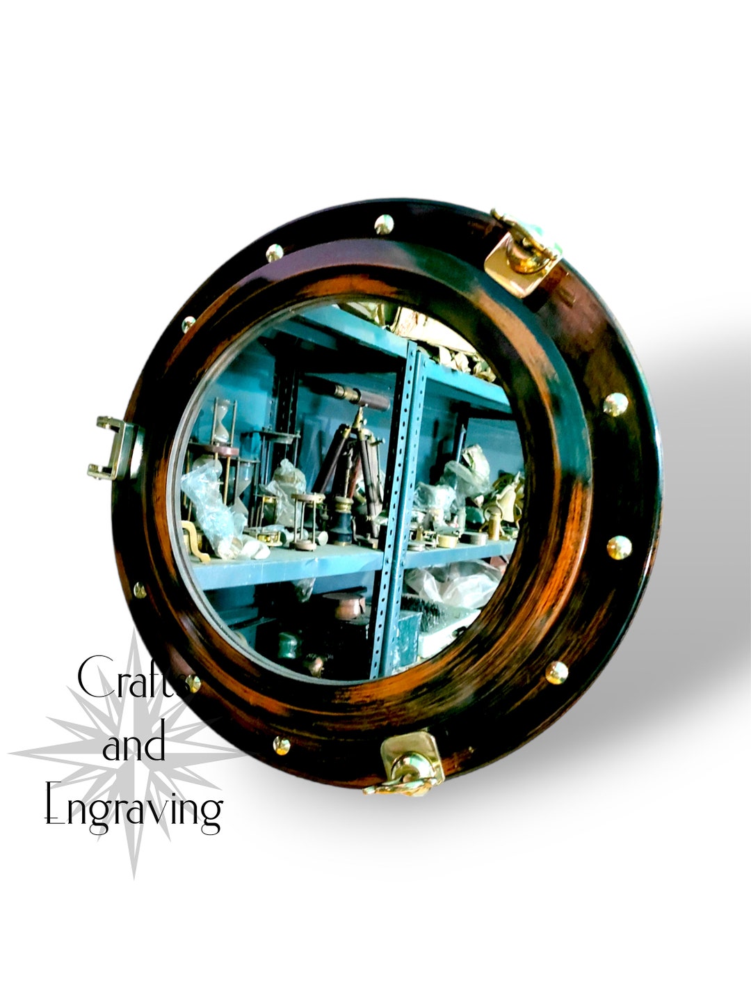 Handmade Wooden Porthole Mirror: Nautical Wall Decor, 16" Round - Etsy