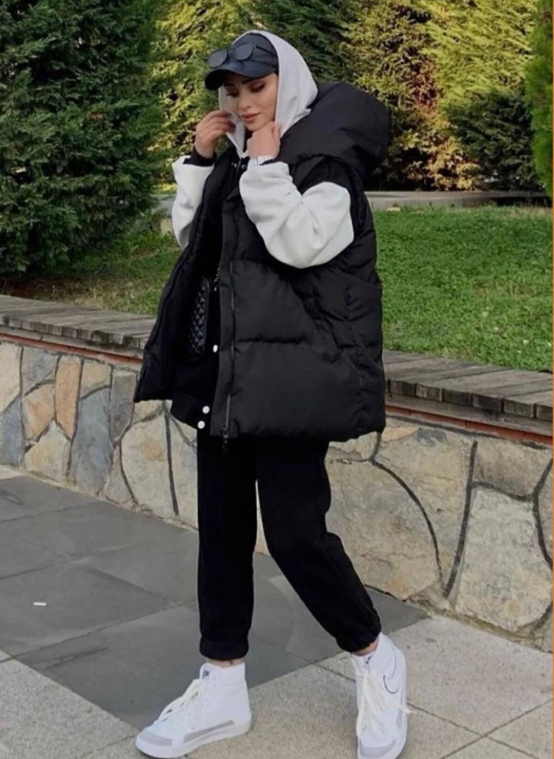 Puffer Jacket With Hoodie for Women, Padded Body Warmer, Sleveless ...