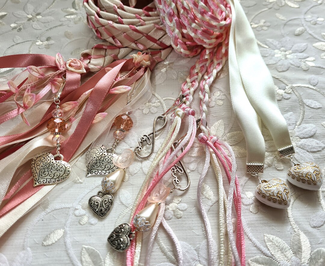 Threefold Handfasting Triple Cord Set Ivory & Pink Three Cords Four ...
