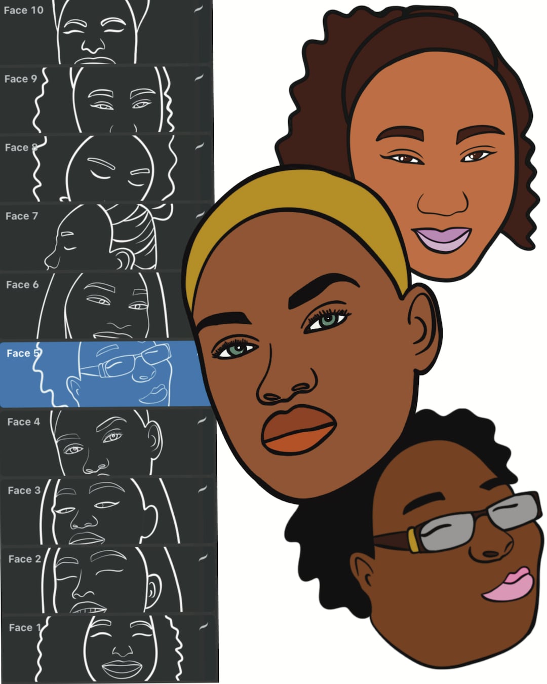 Womens Faces Procreate Stamps for iPad - Etsy