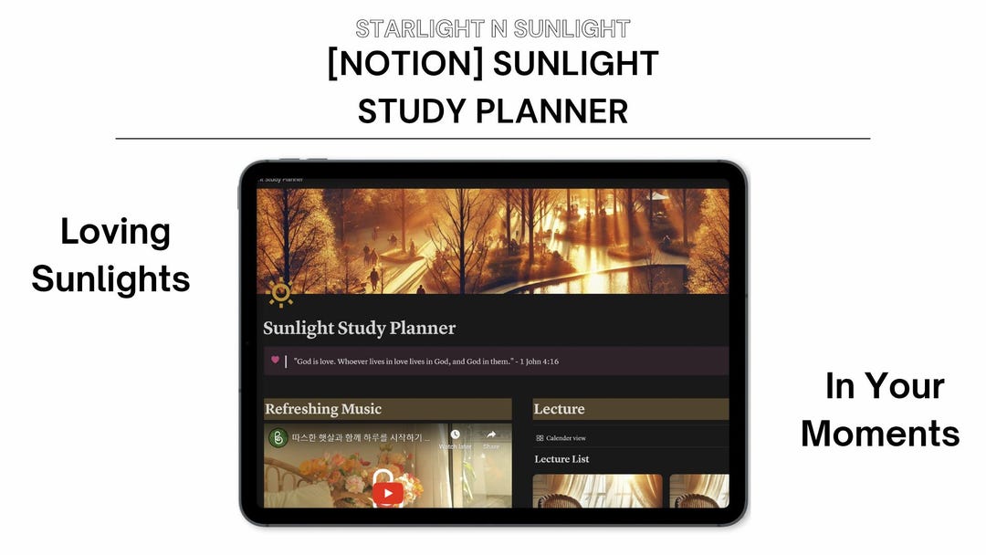 Notion Sunlight Study Planner - Etsy