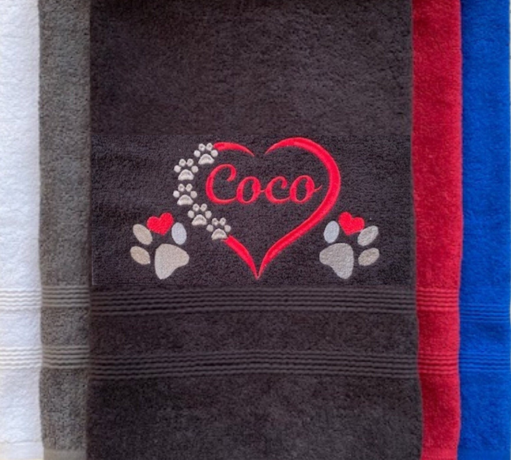 Personalised Dog Towel, Embroidered Dog Gift, Dog Bath Towel, Dog Hand ...