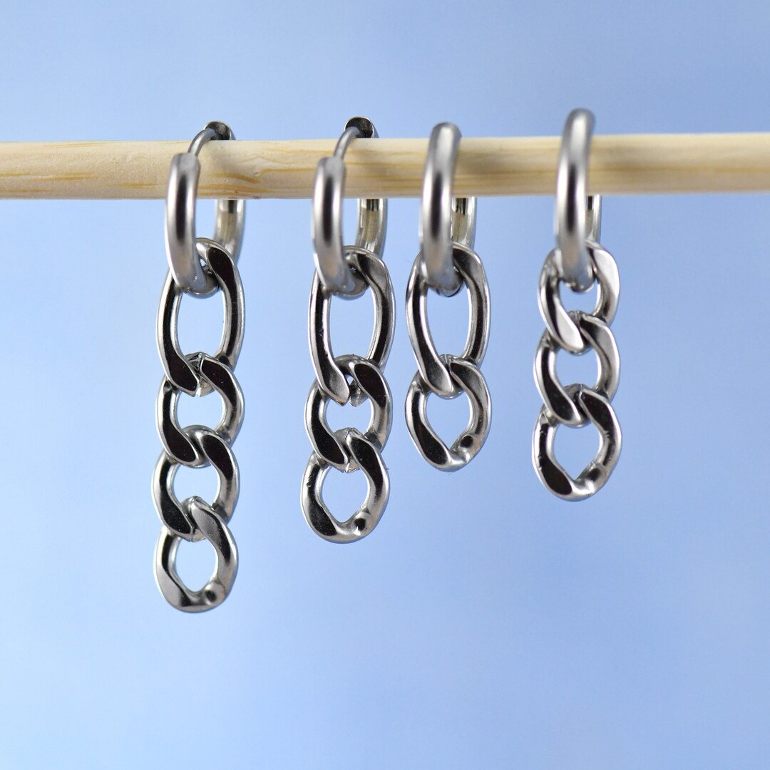Mens Earrings, Chunky Chain Earrings, Kpop Earrings, Korean Earrings ...