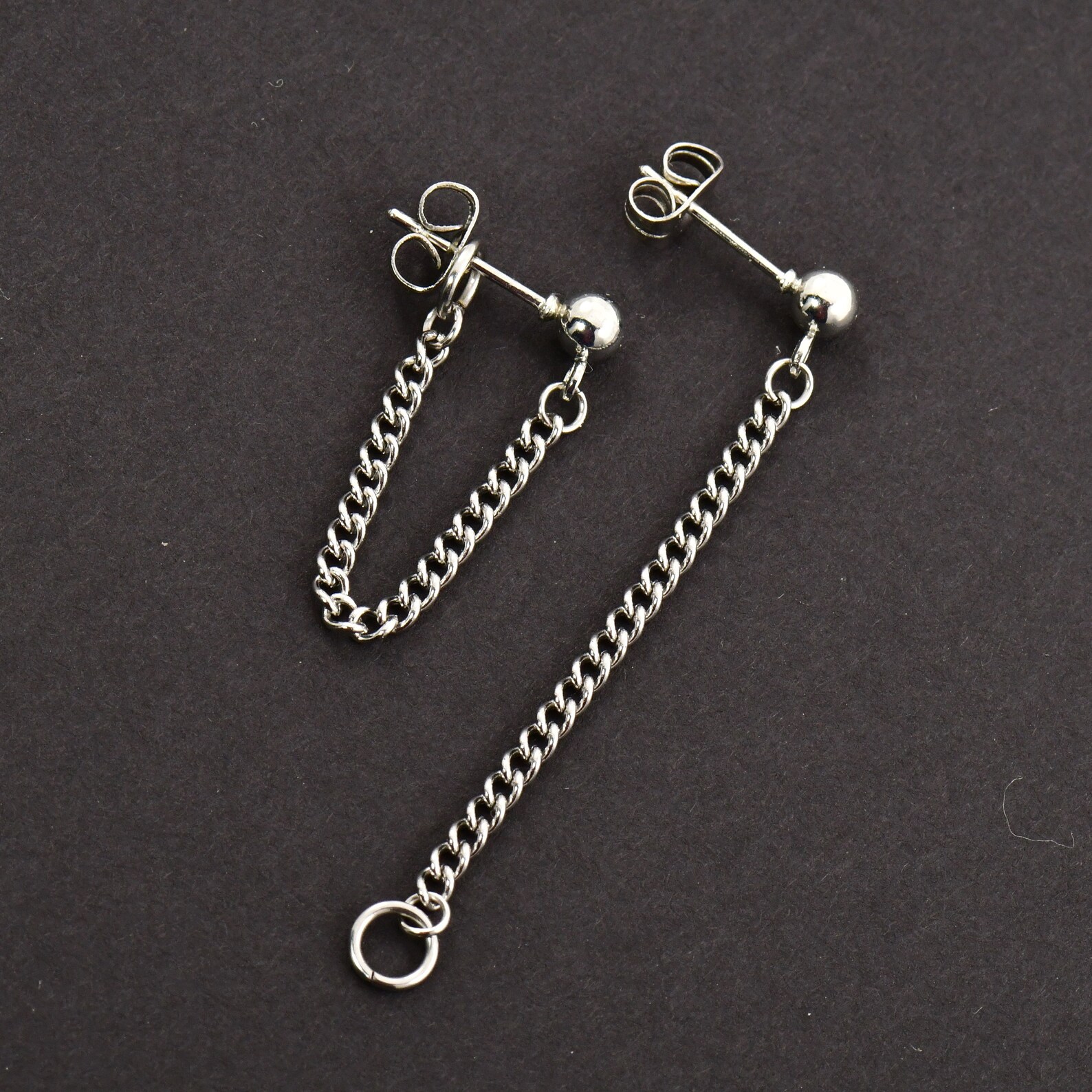 Chain Earrings, Chain Stud, Mens Earrings, Streetwear Earrings, Chain ...