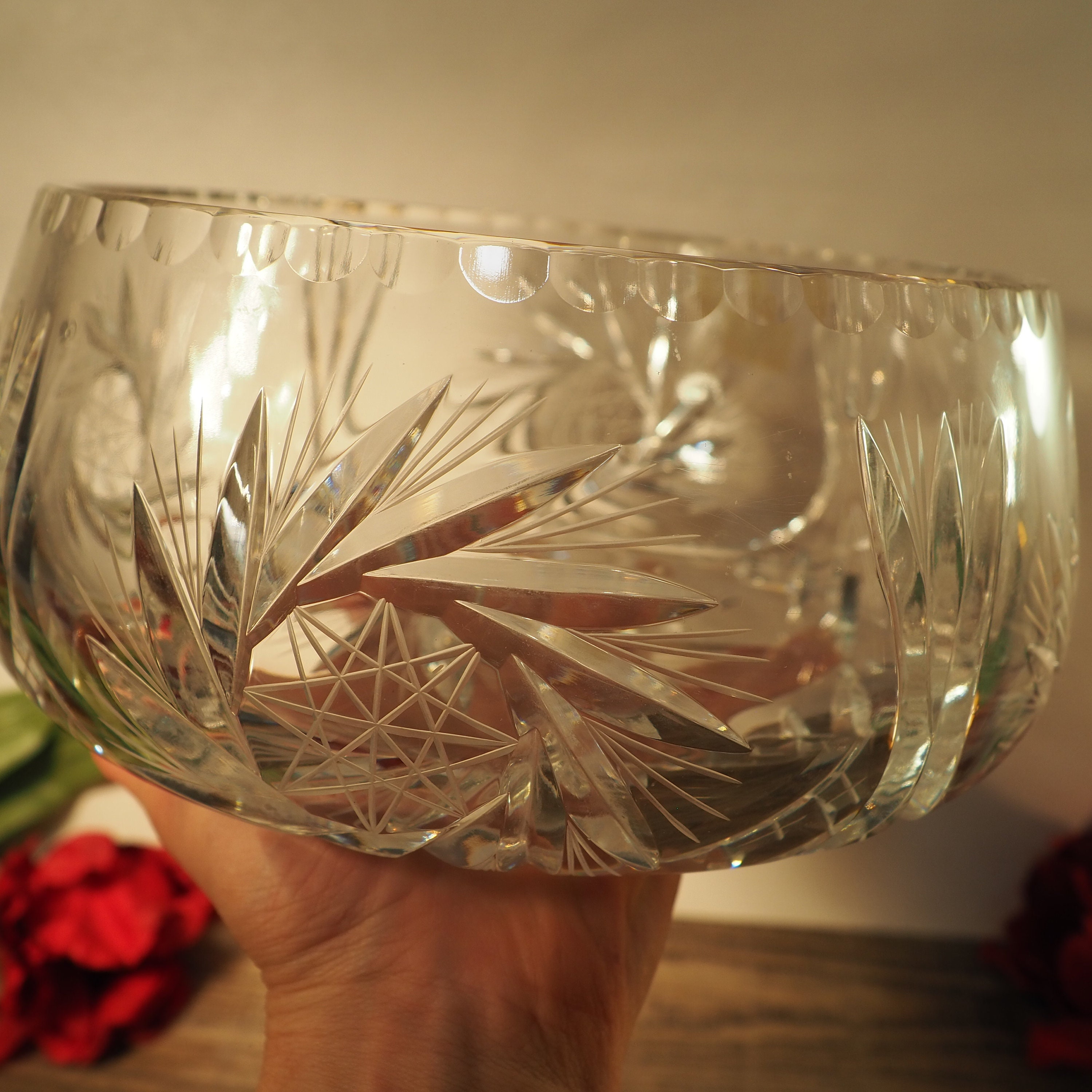 Vintage Large Hand-cut Pinwheel Crystal Bowl by Lausitzer Glas - Etsy