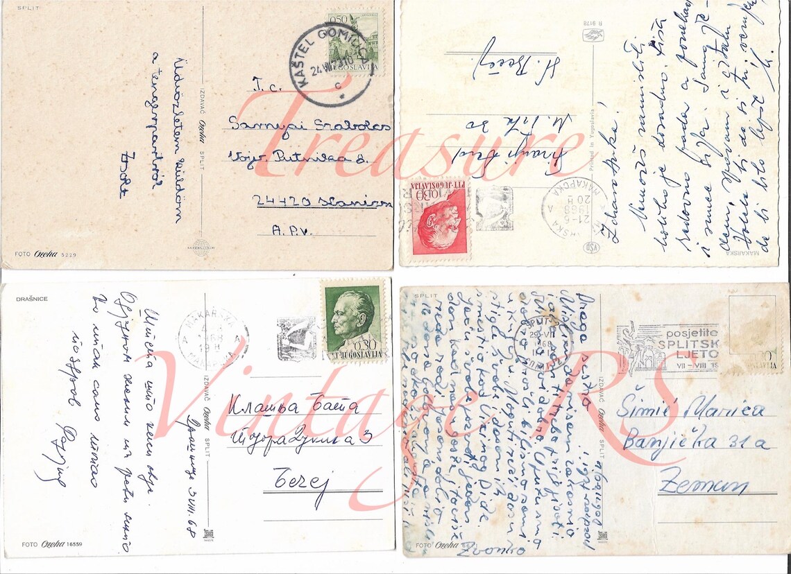 Handwritten Vintage 8 Postcards, DIGITAL Download , Junk Journal ...