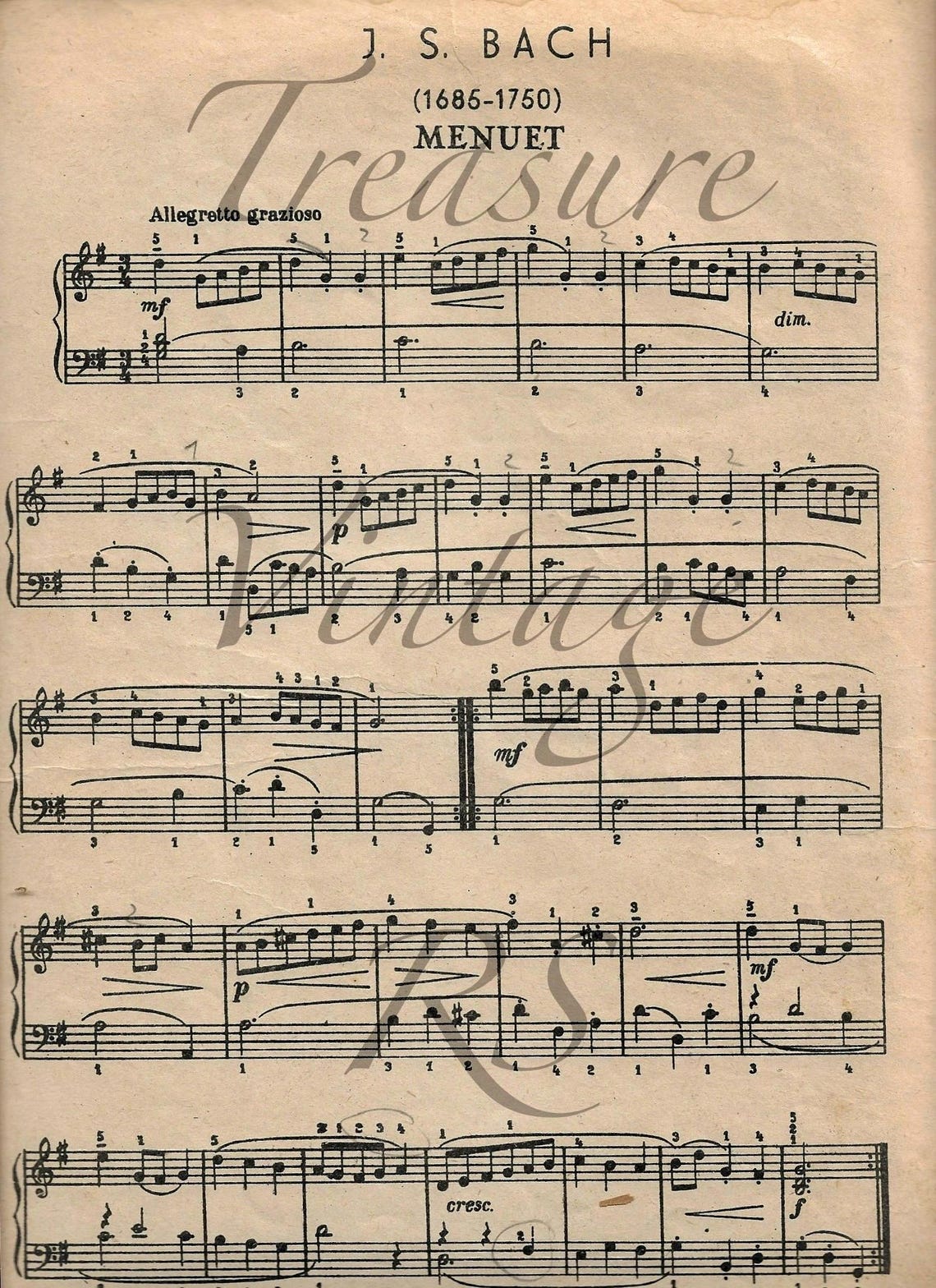 Bach Music Sheet, Classic Music Bundles Paper Ephemera, Junk Journal ...