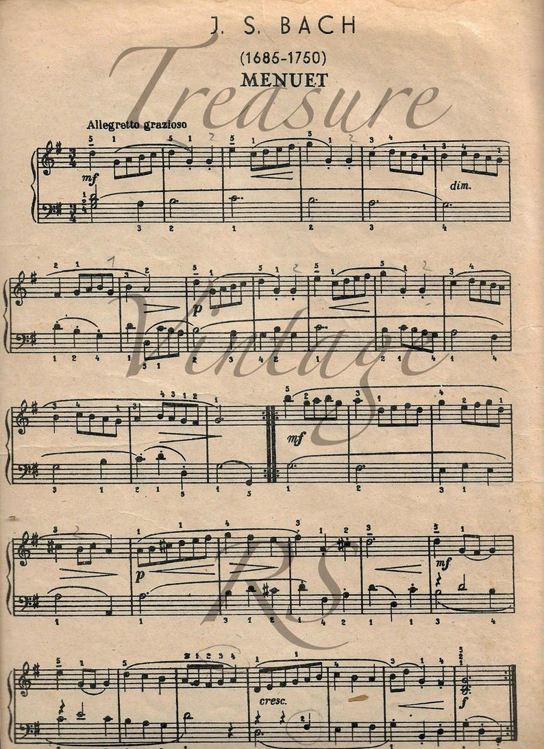 Bach Music Sheet, Classic Music Bundles Paper Ephemera, Junk Journal ...