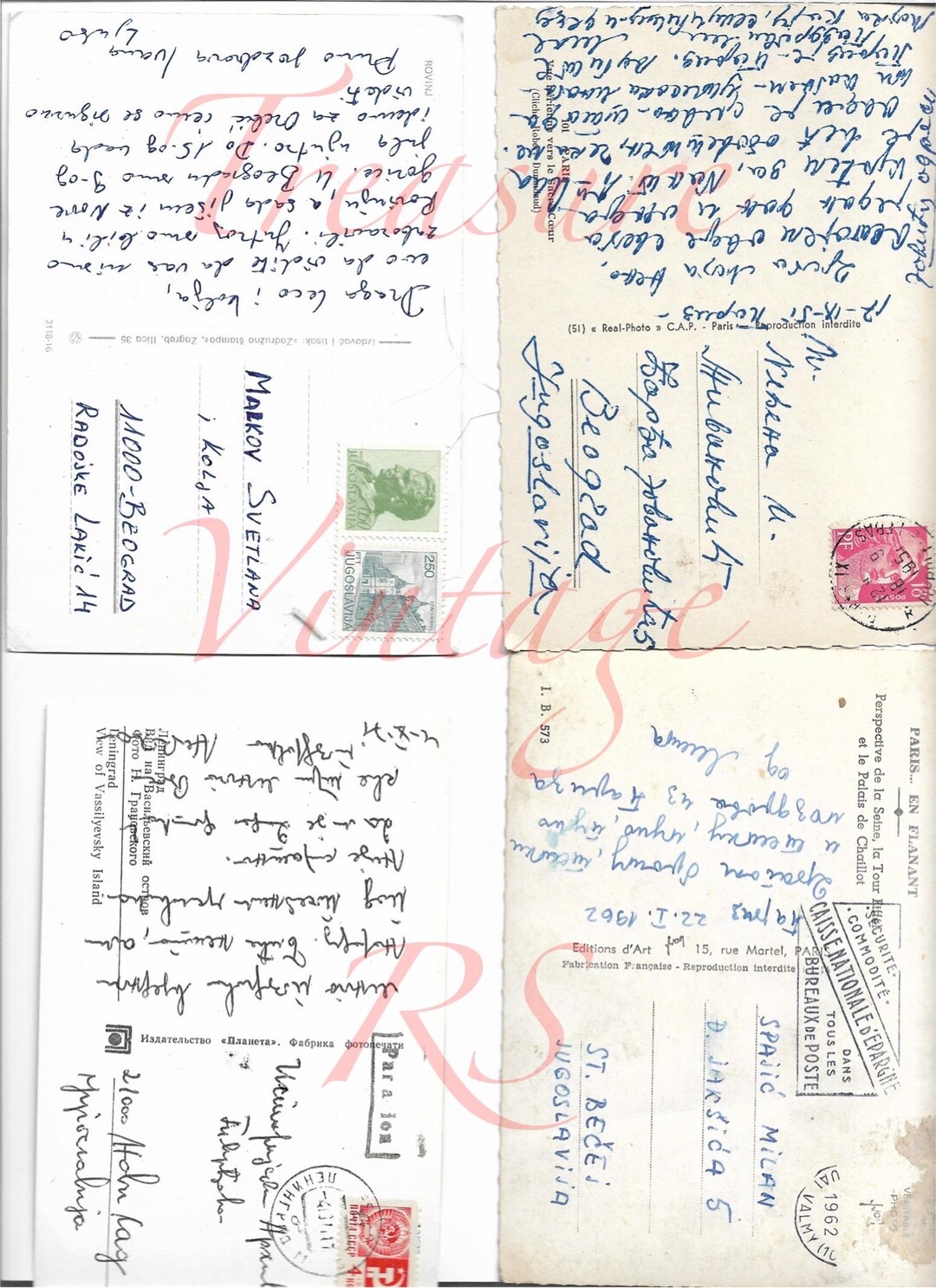 Handwritten Vintage 8 Postcards, DIGITAL Download , Junk Journal ...