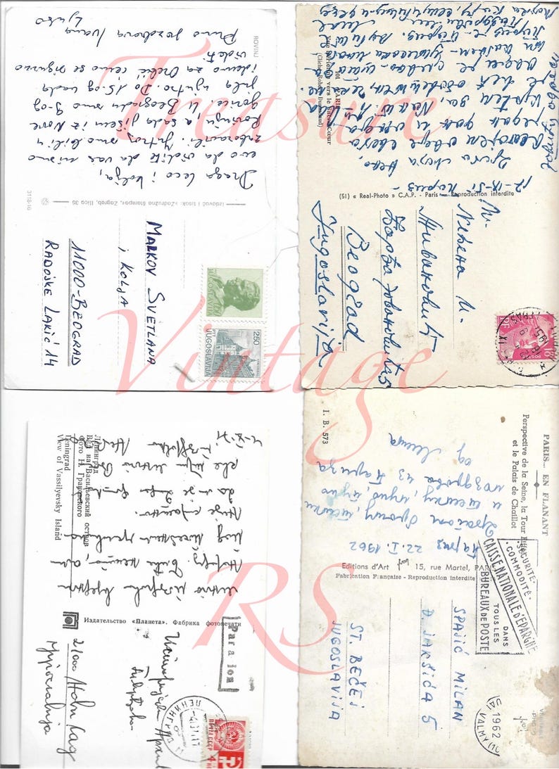 Handwritten Vintage 8 Postcards, DIGITAL Download , Junk Journal ...