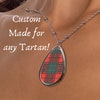 Choose Any Tartan Necklace, Clan Name, Tartan Pendant, Scottish Tartan Jewelry, Custom Scottish ...