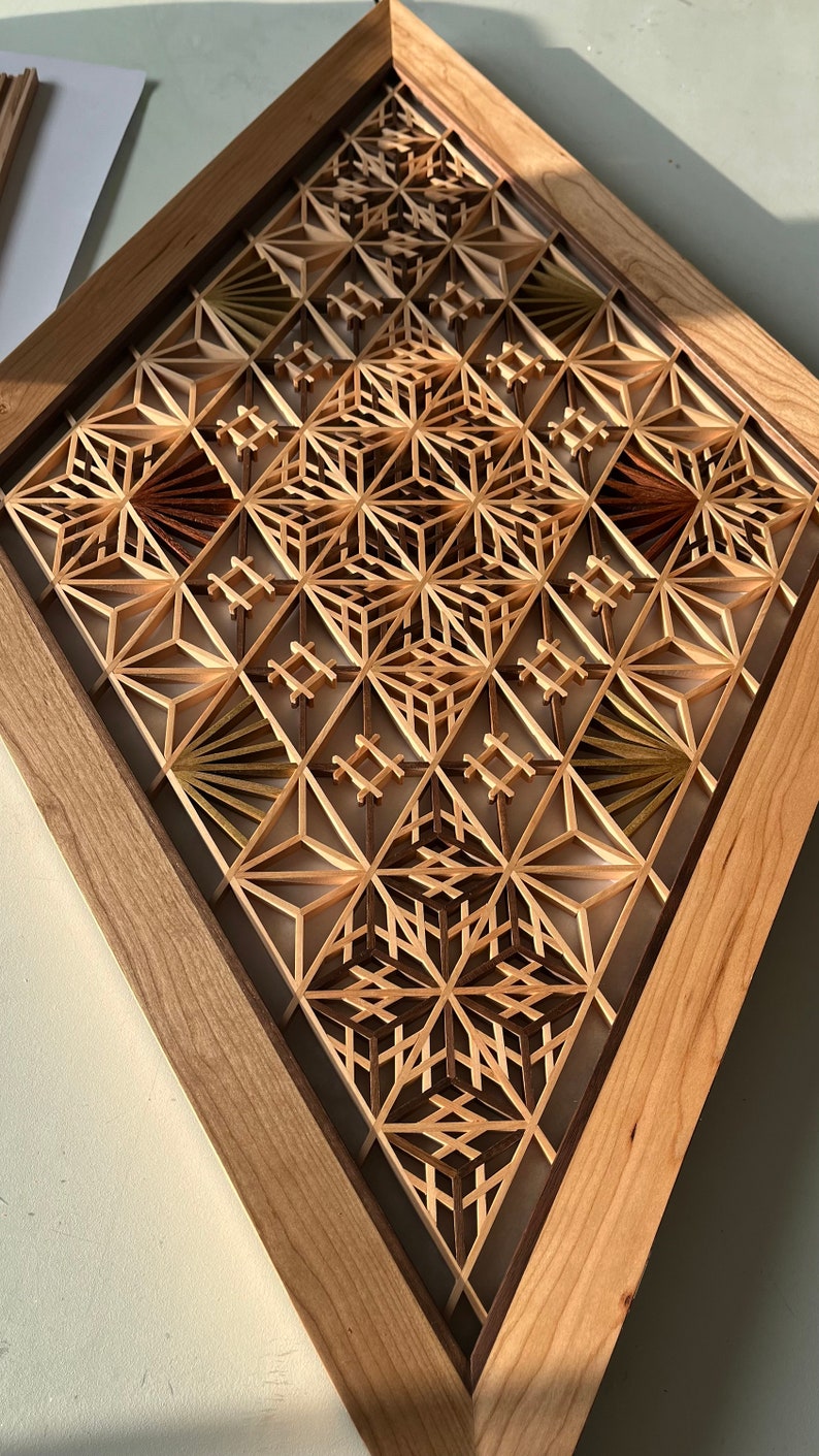 Diamond Kumiko /wall Lampe/ Handmade Kumiko . Japanese Style - Etsy