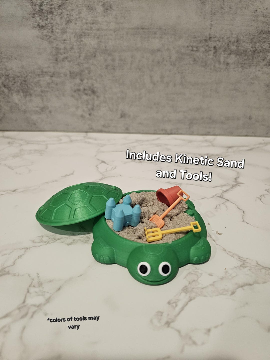 3D Toy Sandbox Turtle With Tools and Kinetic Sand, Mini Sand Box - Etsy