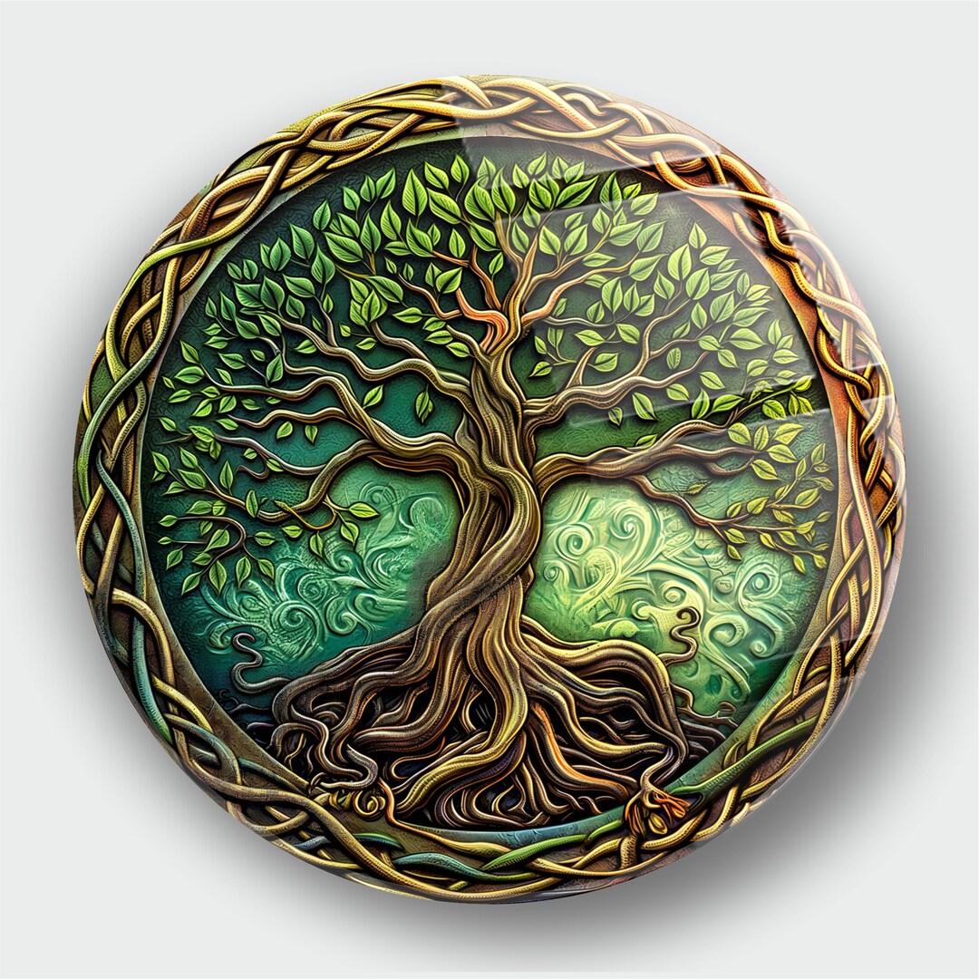 Green Tree of Life Glass Wall, Large Mural, Home Warming Gift, Wall ...