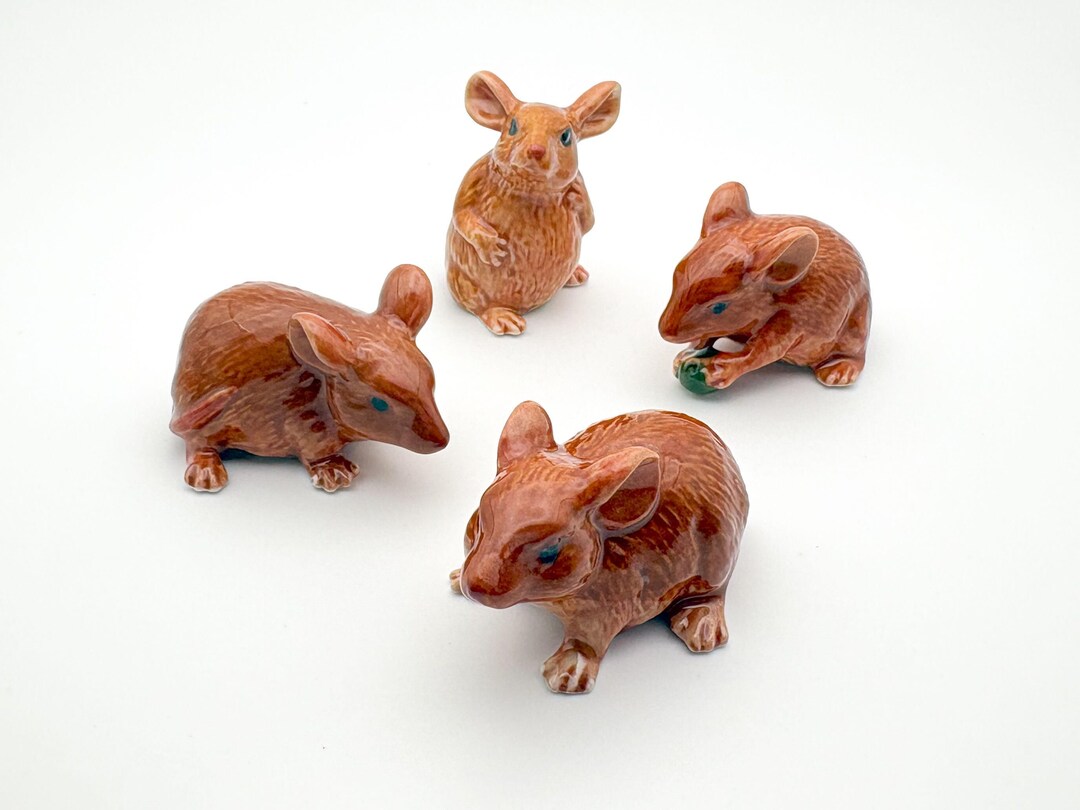 Rustic Brown Ceramic Rat Figurine | Miniature Mouse Decor | Handcrafted ...