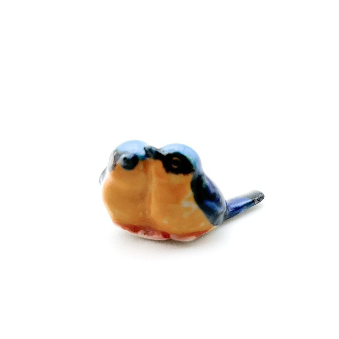 Handcrafted Miniature Ceramic Blue Birds Figurine: Dollhouse Decor - Etsy
