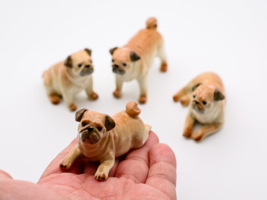 Hand-painted Pug Ceramic Figurines, Choice of 4 Adorable Poses ...