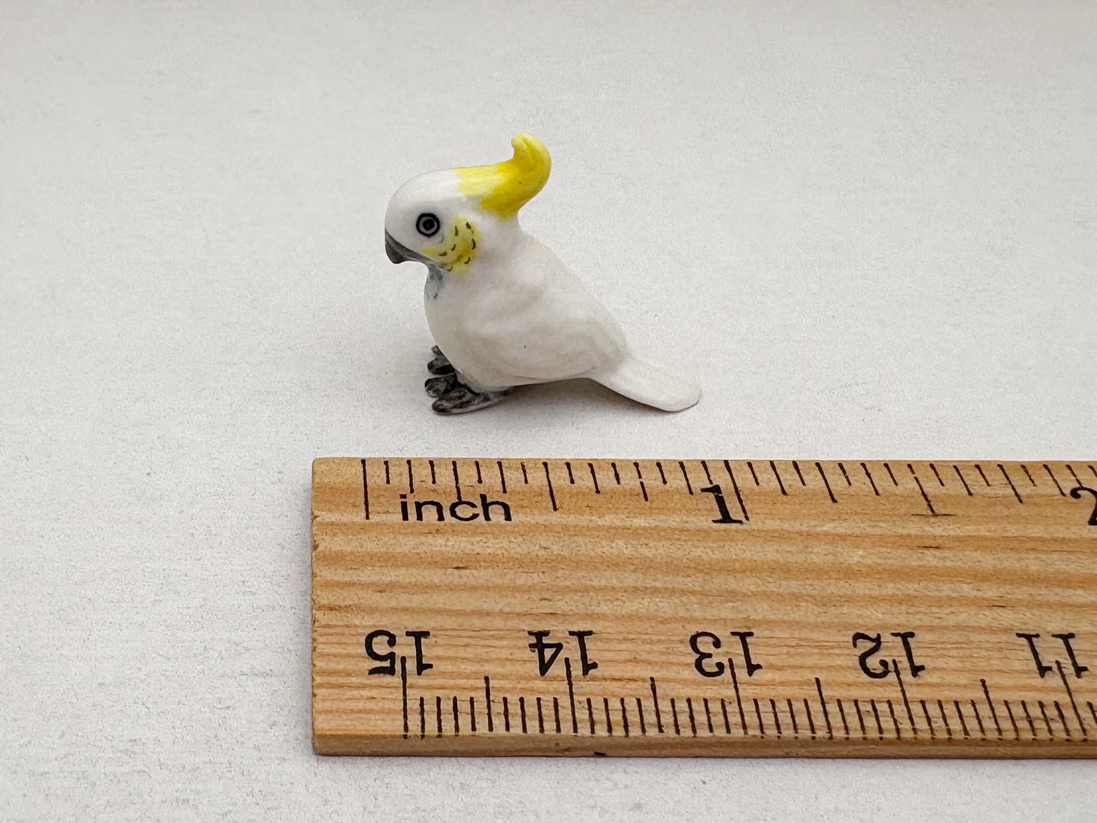 Tiny Cockatoo Birds Ceramic Figurine Miniature Statue, Gift for Bird ...