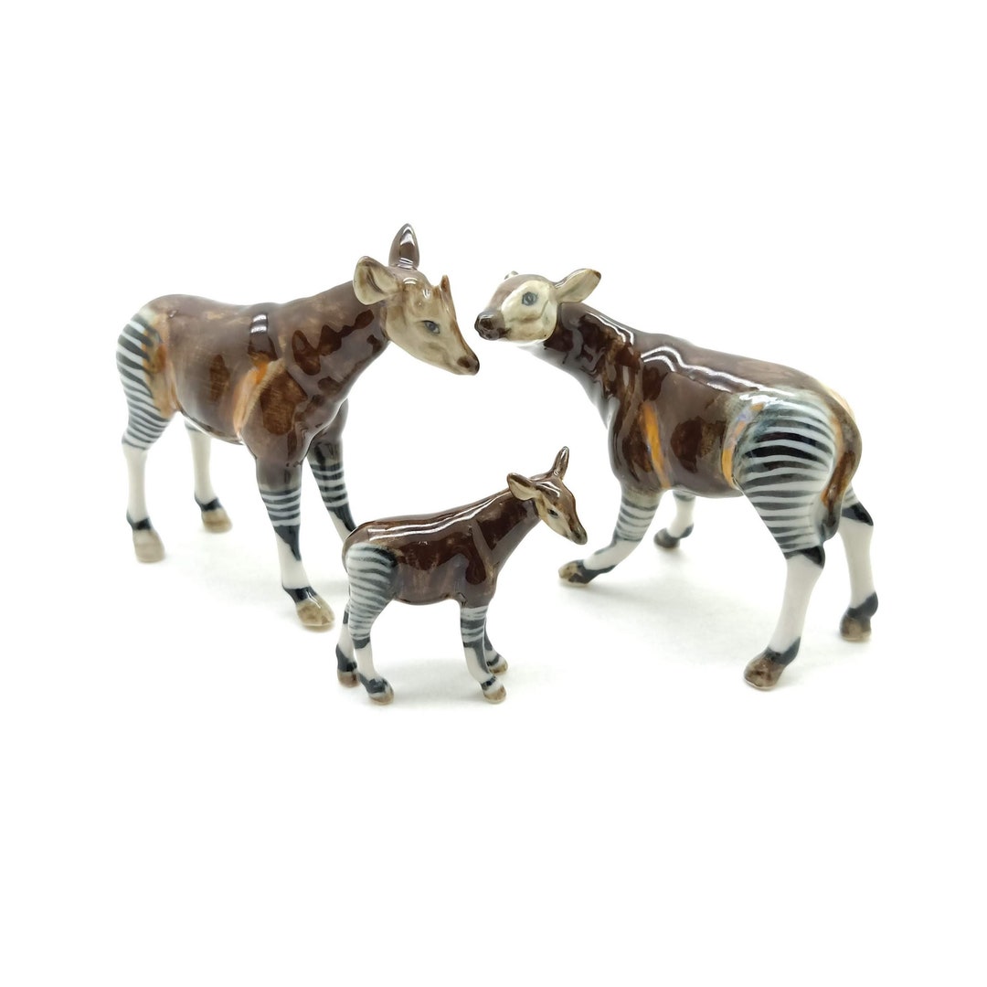 Set of 3 Okapi Okapia Ceramic Figurine Animal Johnstoni Statue - Etsy