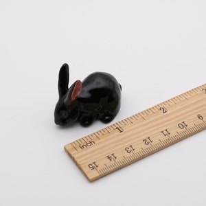 Black Rabbit Ceramic Miniature Figurine, Gift for Bunny Lovers, Animal ...