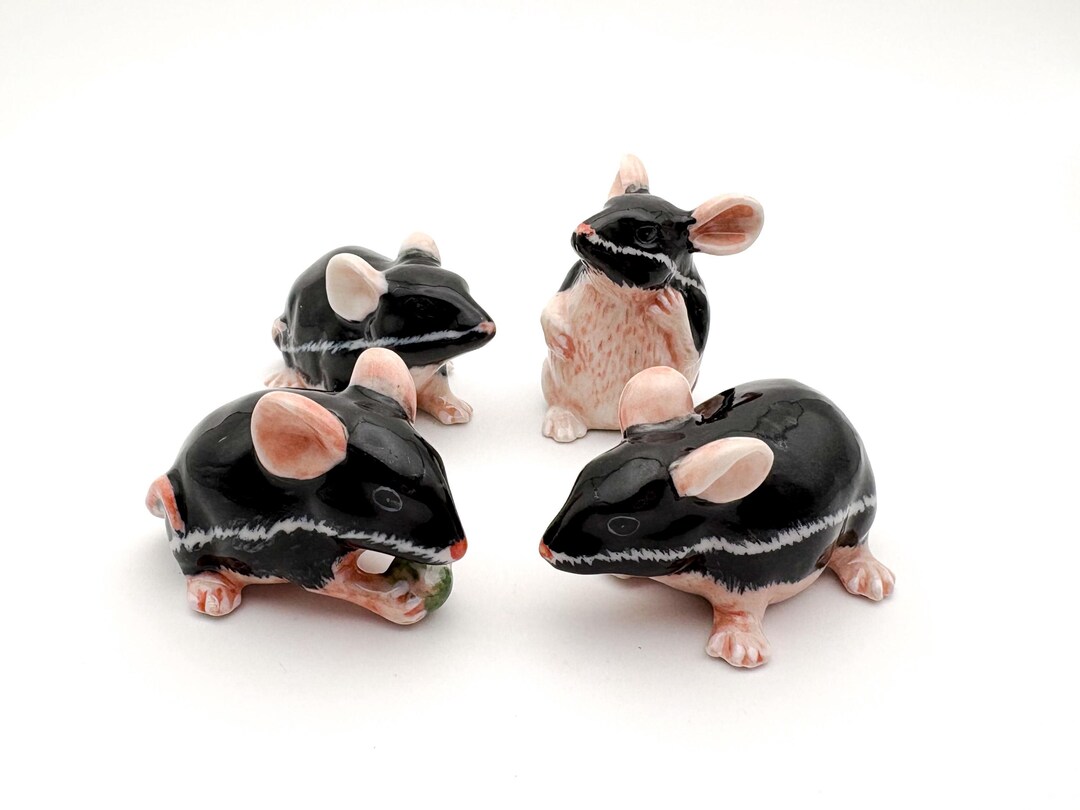 Rustic Black Ceramic Rat Figurine | Miniature Mouse Decor | Handcrafted ...