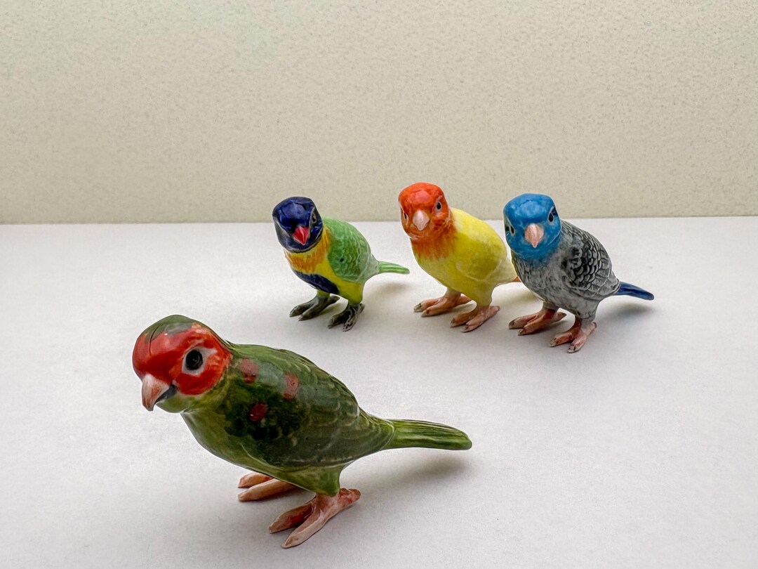 Hand-painted Colorful Parrot Ceramic Figurine: Miniature Bird Decor - Etsy