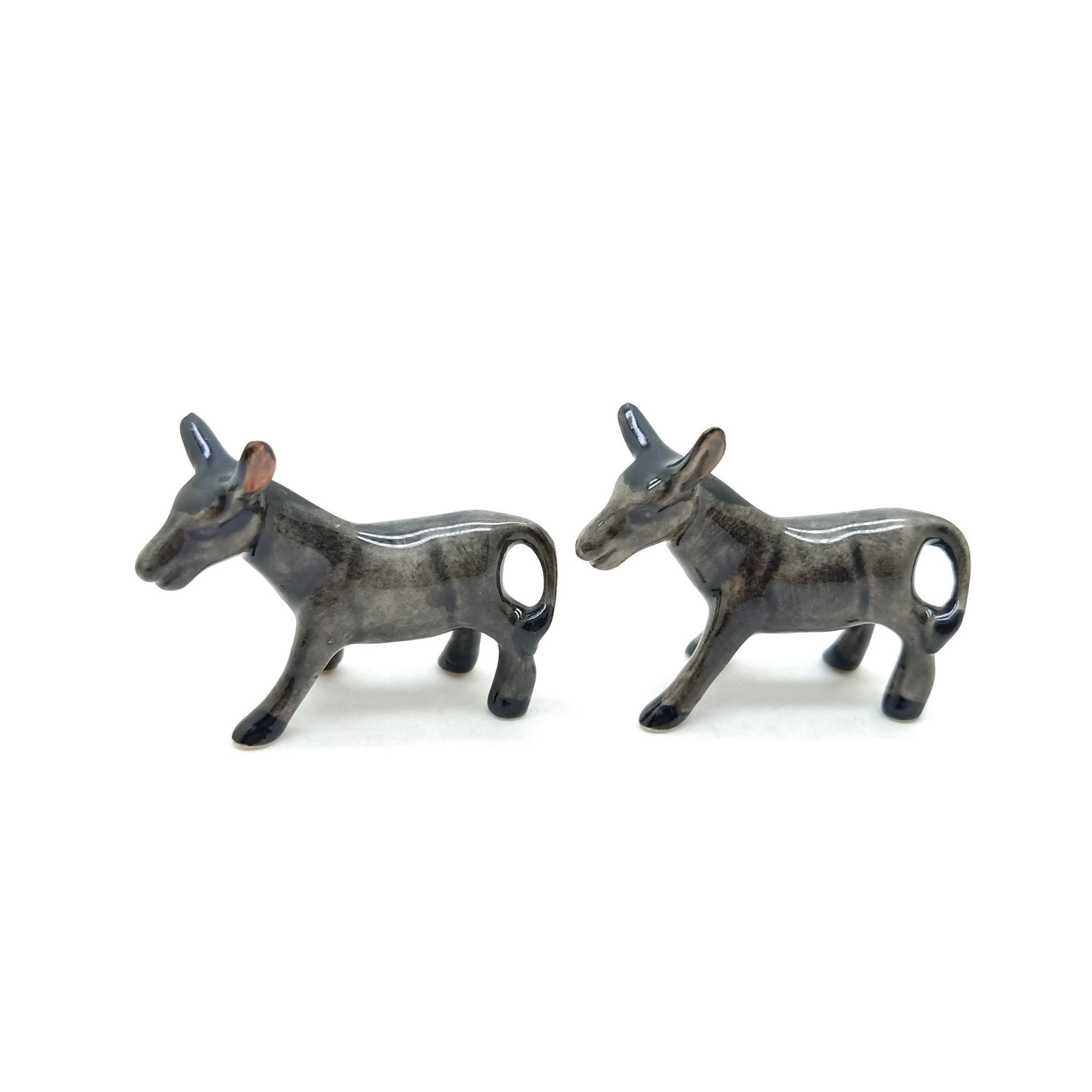 2 Donkeys Ceramic Figurine Farm Animal Miniature Statue - Etsy